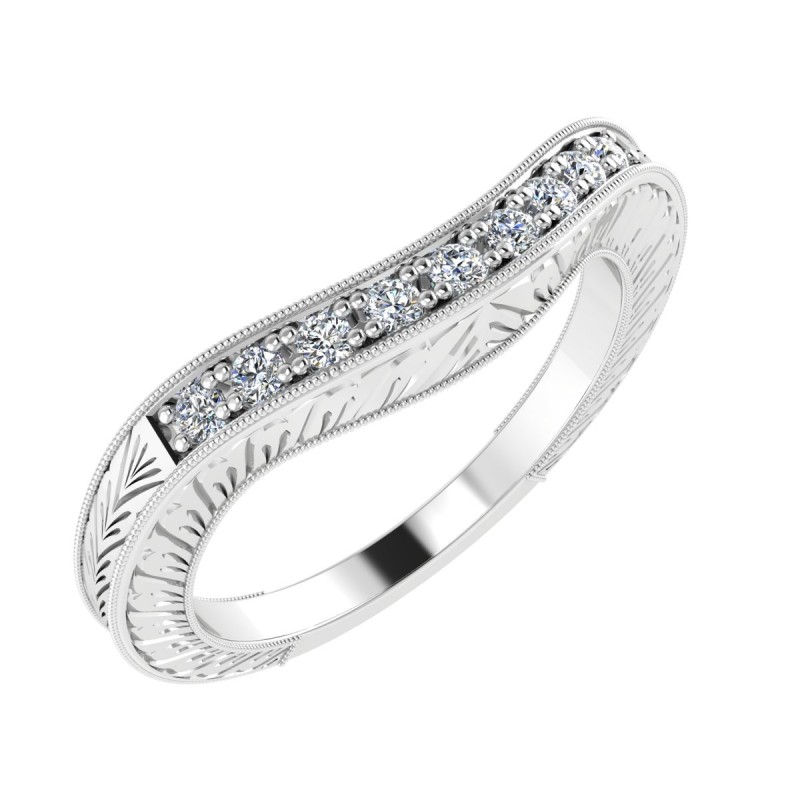 Gordon Clark Antique Inspired Diamond Curved Guard Band