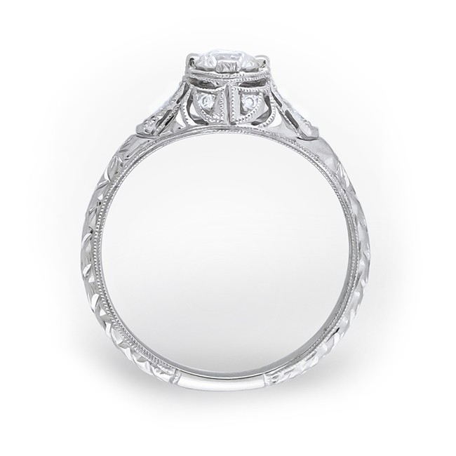 Gordon Clark Antique Inspired Diamond Engraved Engagement Ring