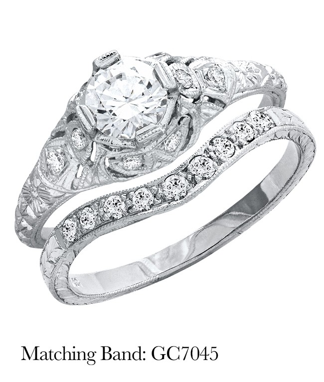 Gordon Clark Antique Inspired Diamond Engraved Engagement Ring